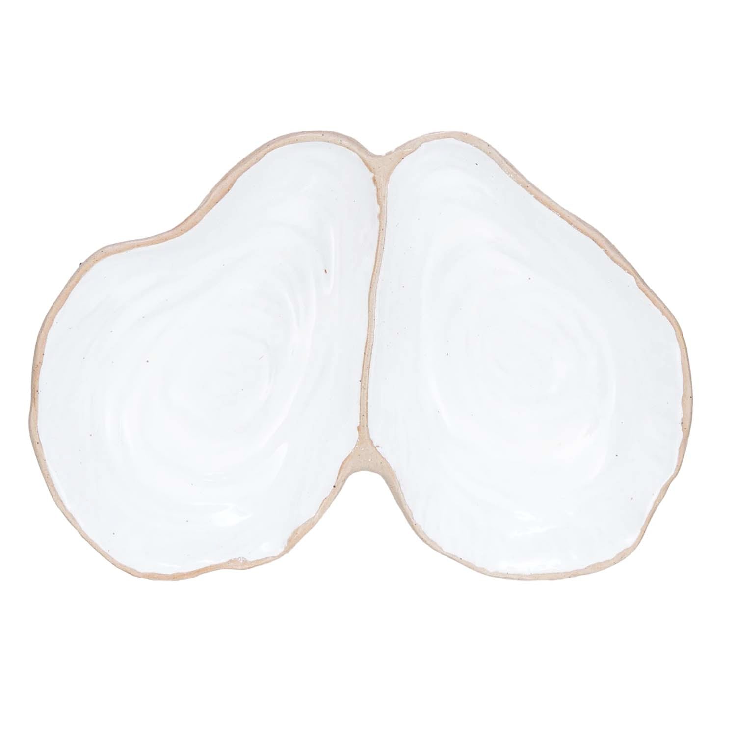 Stoneware Oyster Shell Shaped Dish with 2 Sections – Roger's Gardens